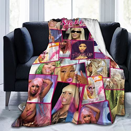 Nicki Rapper Singer Minaj Band Throw Blanket Soft Cozy Flannel Blankets Decor for Bed Couch Living Room Travel Outdoor 80"X60"