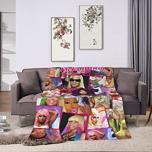 Nicki Rapper Singer Minaj Band Throw Blanket Soft Cozy Flannel Blankets Decor for Bed Couch Living Room Travel Outdoor 80"X60"