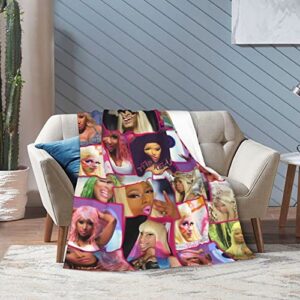 Nicki Rapper Singer Minaj Band Throw Blanket Soft Cozy Flannel Blankets Decor for Bed Couch Living Room Travel Outdoor 80"X60"