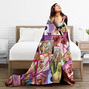 Nicki Rapper Singer Minaj Band Throw Blanket Soft Cozy Flannel Blankets Decor for Bed Couch Living Room Travel Outdoor 80"X60"