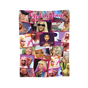 Nicki Rapper Singer Minaj Band Throw Blanket Soft Cozy Flannel Blankets Decor for Bed Couch Living Room Travel Outdoor 80"X60"