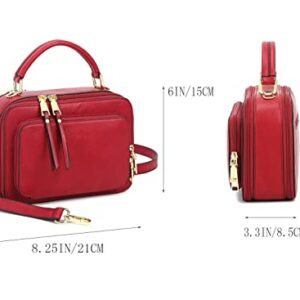 Crossbody Bags for Women, Trendy Design Satchels Shoulder Bag Handbags Tote Bag Double Zip Top-Handle Bags Camera Bag Purse (red)