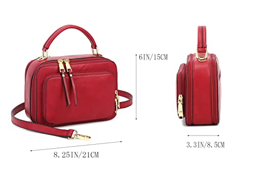 Crossbody Bags for Women, Trendy Design Satchels Shoulder Bag Handbags Tote Bag Double Zip Top-Handle Bags Camera Bag Purse (red)