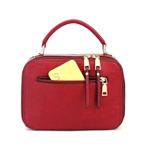 Crossbody Bags for Women, Trendy Design Satchels Shoulder Bag Handbags Tote Bag Double Zip Top-Handle Bags Camera Bag Purse (red)