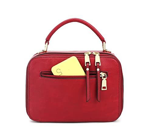 Crossbody Bags for Women, Trendy Design Satchels Shoulder Bag Handbags Tote Bag Double Zip Top-Handle Bags Camera Bag Purse (red)