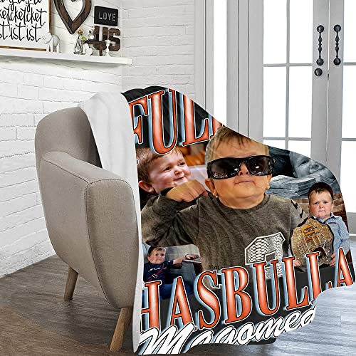 Hasbulla Fleece Blanket, Hasbulla Mini Khabib Blanket Gift for Fans, Hasbulla Magomedov Meme Fleece Blanket, King Hasbulla Blanket for Bed Sofa Couch