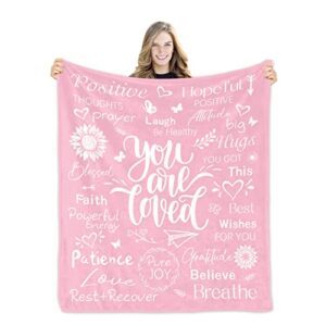 get well soon gifts for women blanket gifts for cancer patients women 50″x60″ hugs blanket healing blanket gifts for women inspirational blanket breast cancer blankets gifts with positive energy