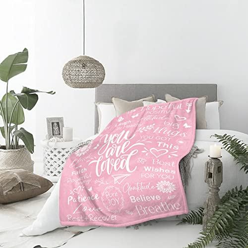 Get Well Soon Gifts for Women Blanket Gifts for Cancer Patients Women 50"X60" Hugs Blanket Healing Blanket Gifts for Women Inspirational Blanket Breast Cancer Blankets Gifts with Positive Energy