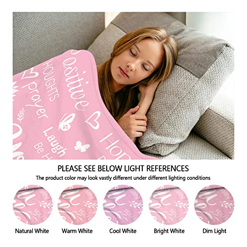 Get Well Soon Gifts for Women Blanket Gifts for Cancer Patients Women 50"X60" Hugs Blanket Healing Blanket Gifts for Women Inspirational Blanket Breast Cancer Blankets Gifts with Positive Energy