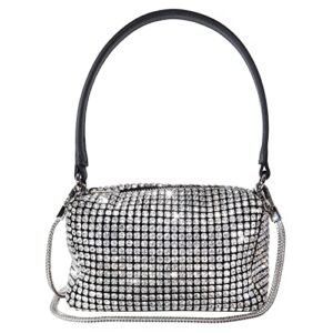 rhinestone purses for women sparkly diamond silver clutch evening handbag bling crossbody bags glitter party club purses mini top handle handbags