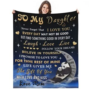 zumas daughter gifts from mom dad, unique birthday gifts for daughter adult women, to my daughter throw blanket from mom (panda moon, 50x60 inch)