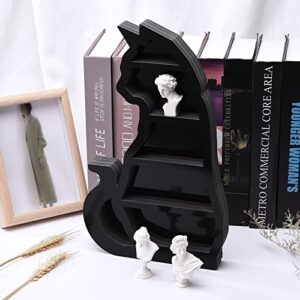 Cute Black Cat Wall Shelf,Wooden Crystal Shelf Jewelry Holder,Crystal Moon Shelf Decorative for Living Room,Dinning Room,Bed Room,Bath Room,Kids Room