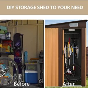 Outdoor Storage Shed 4.5 x 6.3 FT, Outdoor Storage Garden Shed with Sliding Door, Metal Shed Lean to Shed with Pent Roof and Vents, Outdoor Sheds Storage Outside Cabinet for Backyard, Patio, Lawn