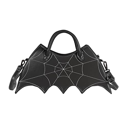 LUI SUI Womens Black Bat Wing Tote Purse Shoulder Bags Holloween Bat Spider Web Crossbody Bags For Girls