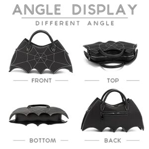 LUI SUI Womens Black Bat Wing Tote Purse Shoulder Bags Holloween Bat Spider Web Crossbody Bags For Girls