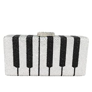 boutique de fgg, piano keyboard women crystal clutch bag evening handbags, wedding party rhinestone purses