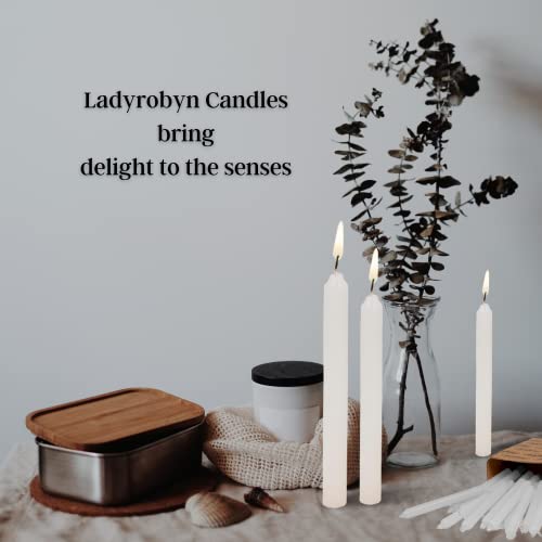 ladyrobyn White Candles for Spell | Candles/Healing Candles/Chime Candles | Unscented Wax Candles Spell Candles Ritual Spell (White)- Set of 40