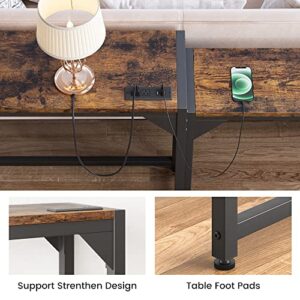 IDEALHOUSE Console Table, Sofa Tables Narrow Long Entryway Table, 79” Industrial Console Table with Outlet, Behind Couch Table for Living Room, Hallway, Foyer, Rustic Brown (Brown)