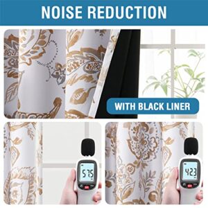 H.VERSAILTEX 100% Blackout Curtains for Bedroom Paisley Floral Printed Curtains 84 Inches Long Grommet Curtains & Drapes Thermal Curtains Window Treatments with Black Liner 2 Panels, Taupe