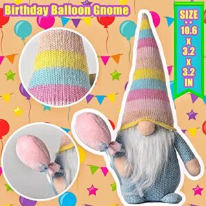 Birthday Gnomes Plush Elf Decoration, 4PCS Handmade Birthday Cake Gift-Box Candle Balloon Gnomes for Presents, Home Farmhouse Table Ornament Tiered Tray Party Decor