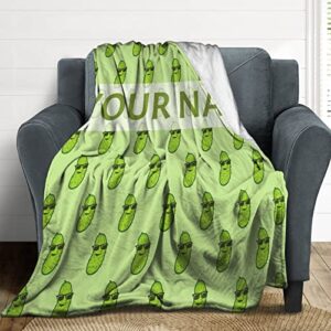 MEETUHONEY Custom Pickles Blanket Gifts, 40"*50" Flannel Blanket for Girls Boys Soft Cozy Lightweight, Cute Pickle Throw Blanket for Couch Bed Sofa