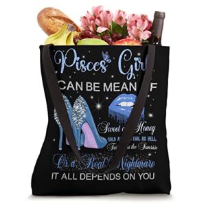 Pisces Girl Birthday High Heels Dripping Lips Horoscope Tote Bag