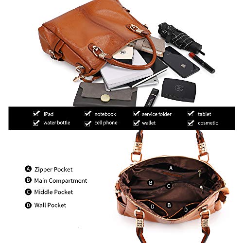 Kattee Genuine Leather Satchel Handbags Bundle with RFID Blocking Women Corssbody Cellphone Purses Wallets