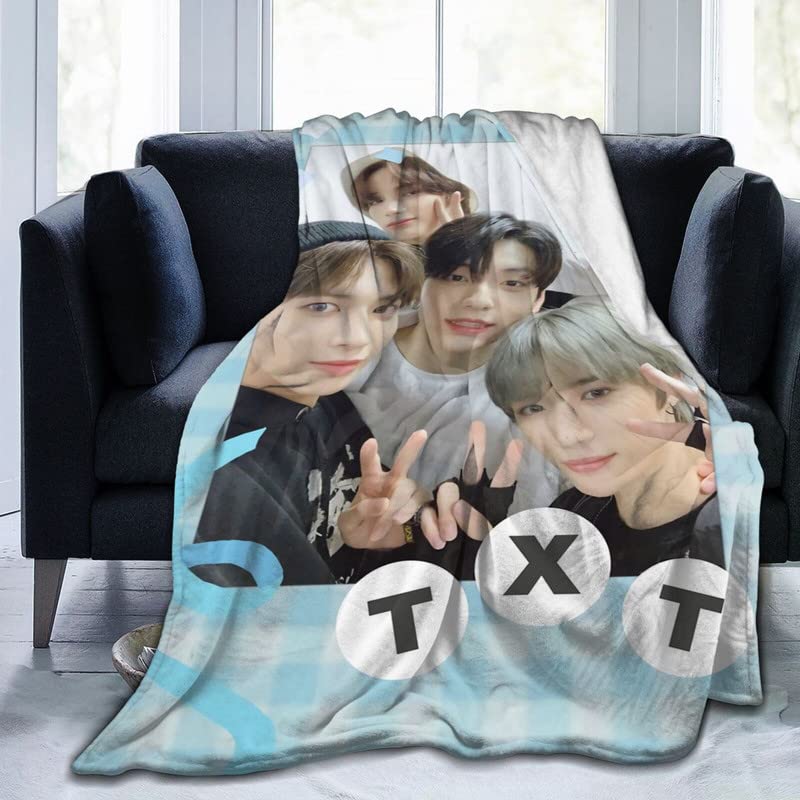 Kpop TXT Throw Blanket Tomorrow X Together Merch Yeonjun Soobin Taehyun Hueningkai Beomgyu Collage Blanket Soft Warm Bed Blanket 80"X60"