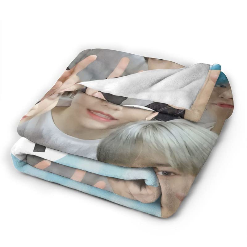 Kpop TXT Throw Blanket Tomorrow X Together Merch Yeonjun Soobin Taehyun Hueningkai Beomgyu Collage Blanket Soft Warm Bed Blanket 80"X60"