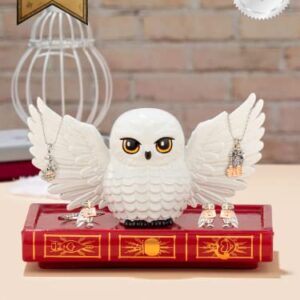 Charmed Aroma Harry Potter Hedwig Scented Candle and Jewelry Tray with Surprise Necklace Inside, 925 Sterling Silver, Jewelry Candle for Women, Home Décor | Collectible |Accessories Gift