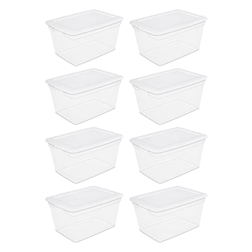 Infityle 58 Qt Storage Box Clear Base White Lid Set of 8