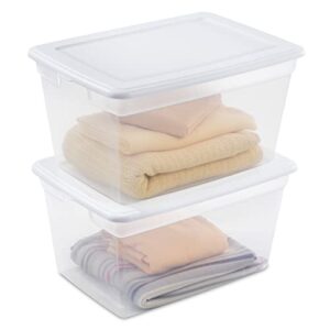 Infityle 58 Qt Storage Box Clear Base White Lid Set of 8