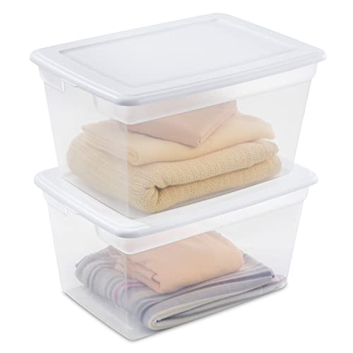 Infityle 58 Qt Storage Box Clear Base White Lid Set of 8