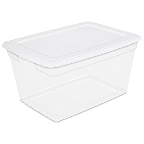 Infityle 58 Qt Storage Box Clear Base White Lid Set of 8