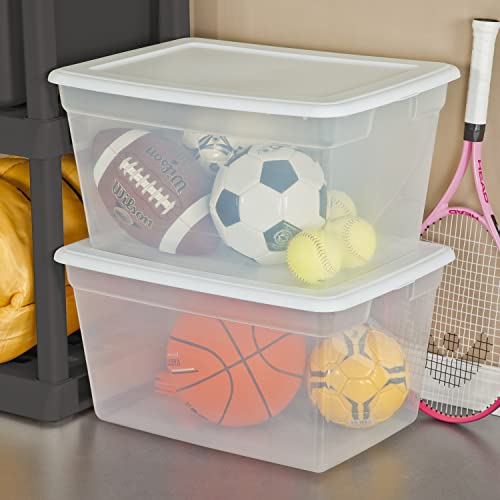 Infityle 58 Qt Storage Box Clear Base White Lid Set of 8