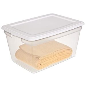 Infityle 58 Qt Storage Box Clear Base White Lid Set of 8