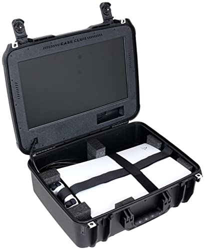 Case Club Portable Gaming Station with Built-in 18.5" Monitor - Fits PlayStation 5, 1 Controller, 2 Games & Has a Built-in Fan to Expel Heat - Hard-Shelled PS5 Travel Case is Waterproof & Lockable