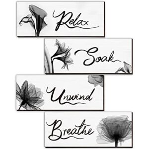 bathroom wall decor elegant bathroom decor wall art,4 pieces bathroom wall art wooden black and white wall decor for bathroom rustic hanging bathroom signs decor farmhouse bathroom wall decorations