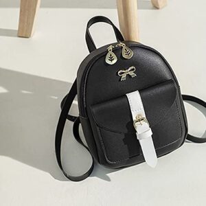 Women Preppy Style Hit Color Bow Leaf Mini Shoulder Bag Cute Leather Backpack