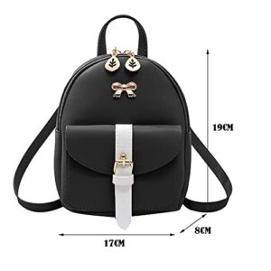 Women Preppy Style Hit Color Bow Leaf Mini Shoulder Bag Cute Leather Backpack