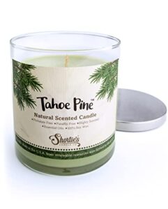 tahoe pine scented natural soy candle, essential fragrance oils, 100% soy, phthalate & paraben free, clean burning, 9 oz.