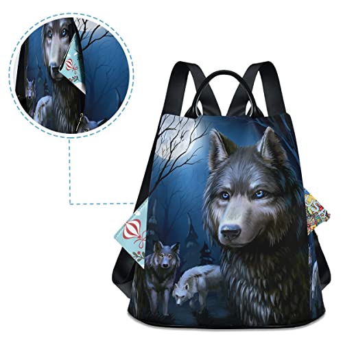 ALAZA Wolf Tree Moon Women Backpack Anti-theft Handbag Purse Travel Bag Fashion Shoulder Bags