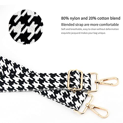 chushui Purse Strap,Replacement Crossbody Shoulder Strap for Handbag (Houndstooth Black and White)