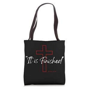 it is finished christian gift- red cross black fashion tote bag