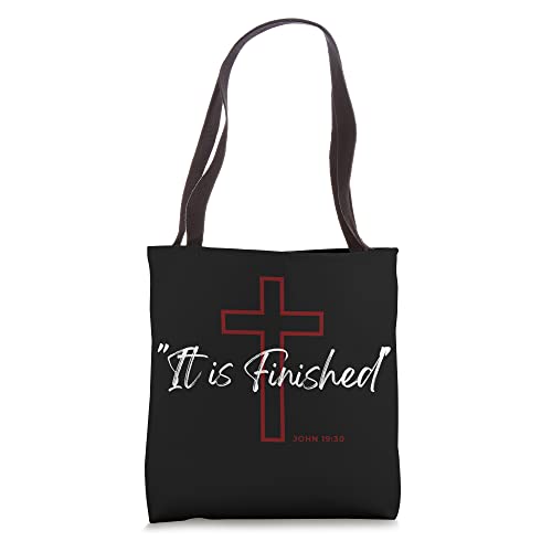 It is Finished Christian Gift- Red Cross Black Fashion Tote Bag