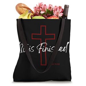 It is Finished Christian Gift- Red Cross Black Fashion Tote Bag