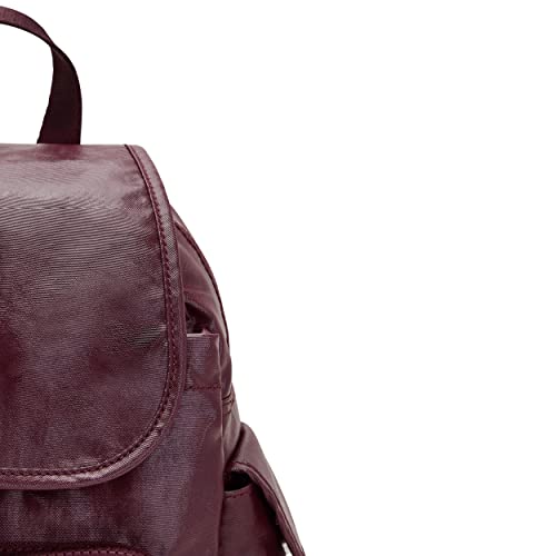 Kipling Women's City Pack Mini Backpack, Lightweight Versatile Daypack, School Bag, Burgundy Lacq, 10.75''L x 11.5''H x 5.5''D