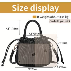 ELDA Ruched Bucket Bags and Purses For Women Drawstring Purse Mini Handbag Crossbody Shoulder Hobo Bag