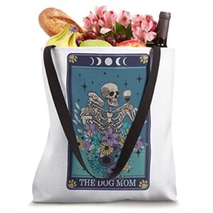 Floral Skeleton Drink Wine The Dog Mom Tarot Card Halloween Tote Bag