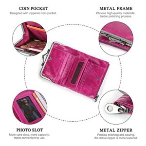 Contact's Womens Kiss Lock Wallet Leather Small Zipper Coin Purse for Women Bifold Rfid Clasp Wallet Card Holder with Photo Window